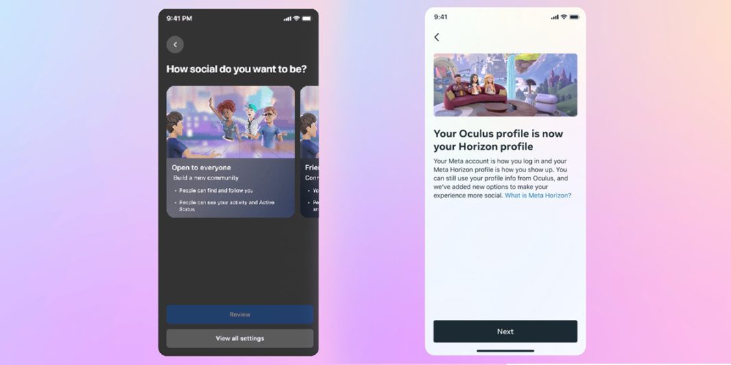 Meta Accounts and Meta Horizon profiles for VR