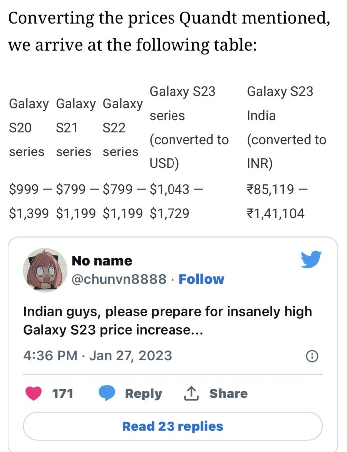 Samsung Galaxy S23 Series Leak:Indian Prices at par with iPhone 14 starting price ~ My Mobile India