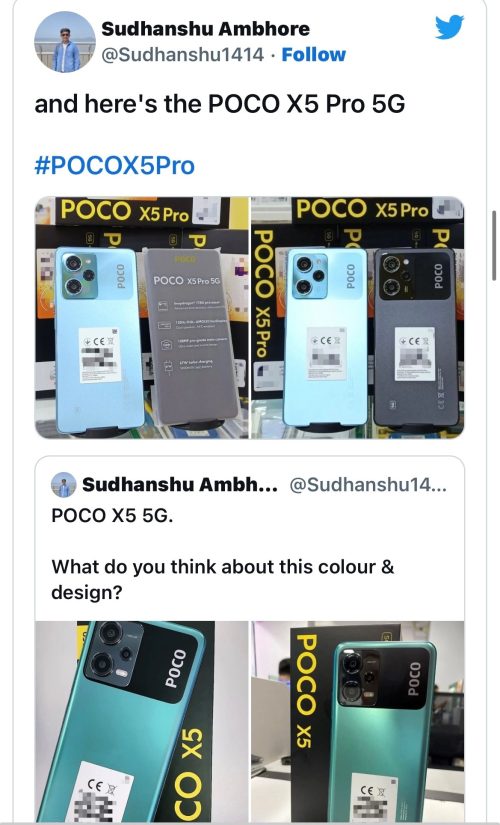 POCO X5 5G, POCO X5 Pro 5G Design and Specifications Leaked Via ...