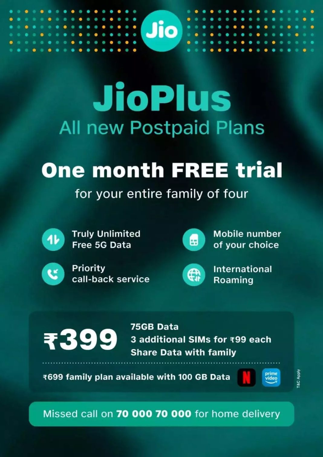 Jio Rs 399, Rs 699 monthly postpaid family plans announced with OTT ...