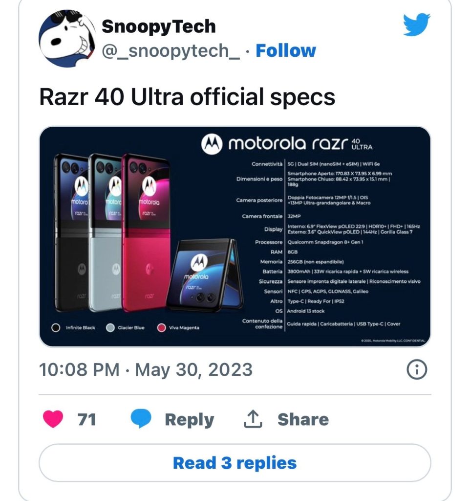 Motorola Razr 40 Ultra Full Specifications and Colour Options Leaked ...