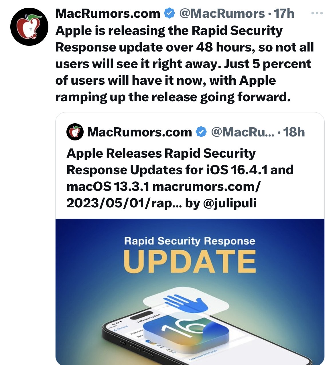 Apple Releases First Rapid Security Fixes For Ios Ipados Macos