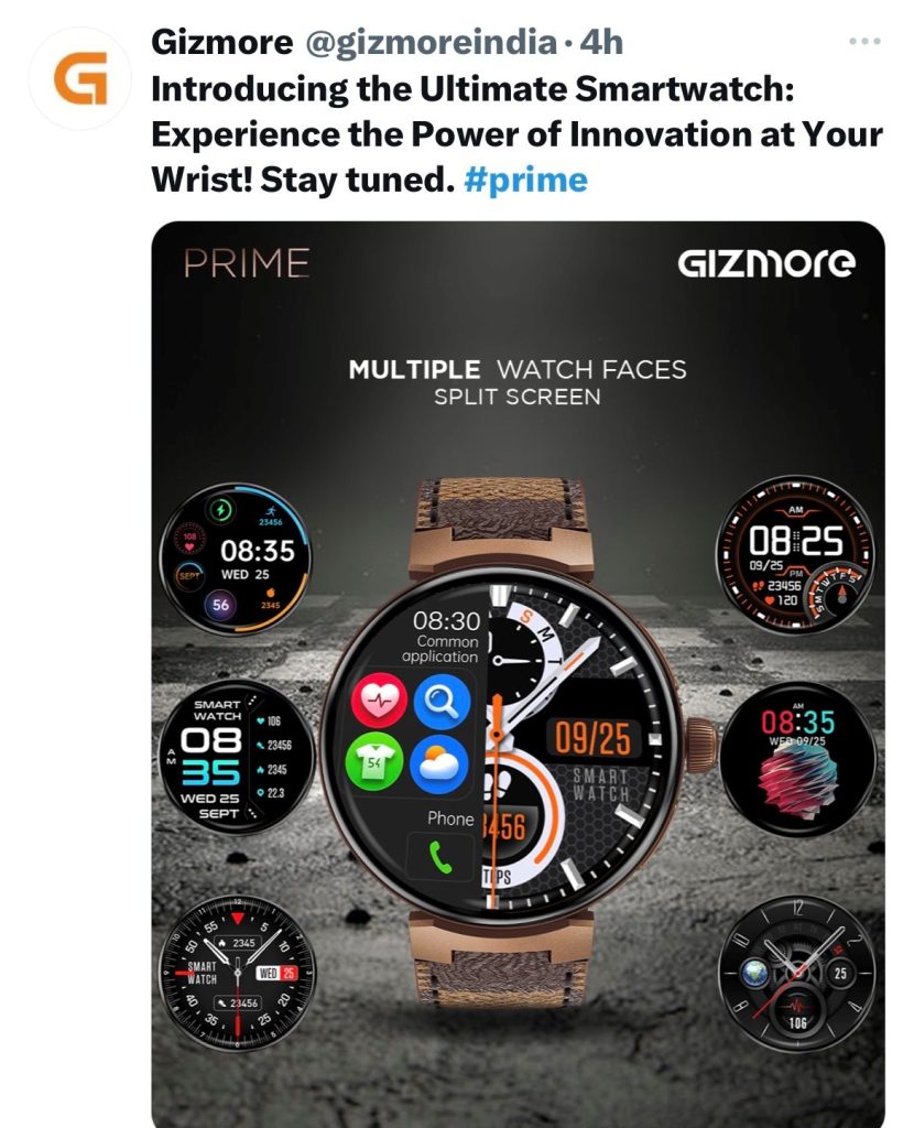 Gizmore launches PRIME smartwatch with Always-On AMOLED display ...