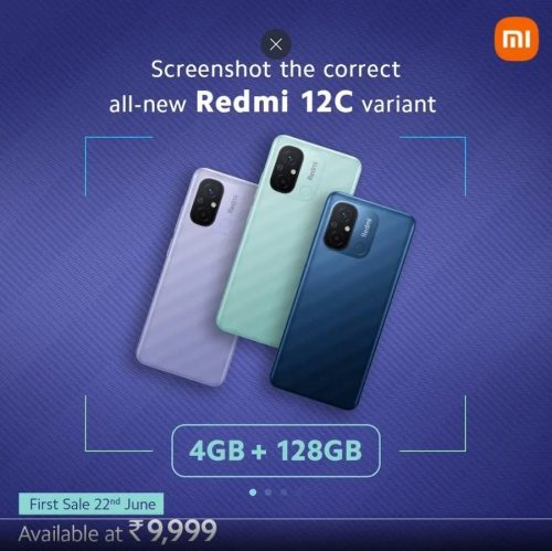 Redmi 12C 4GB RAM Variant With 128GB Storage Model Launched In India ...