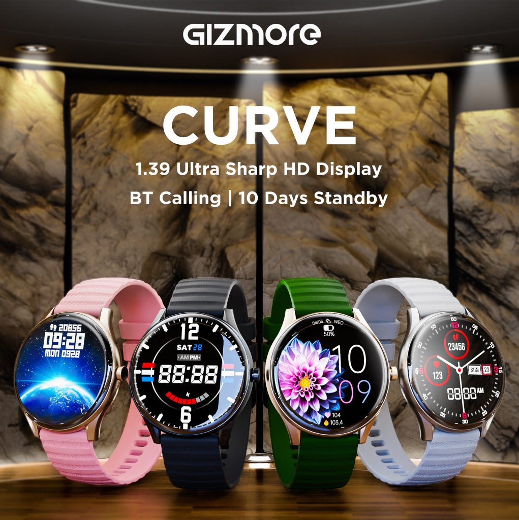 Gizmore CURVE Smartwatch with 1.39-inch HD Ultra HD Curve display, 10 ...