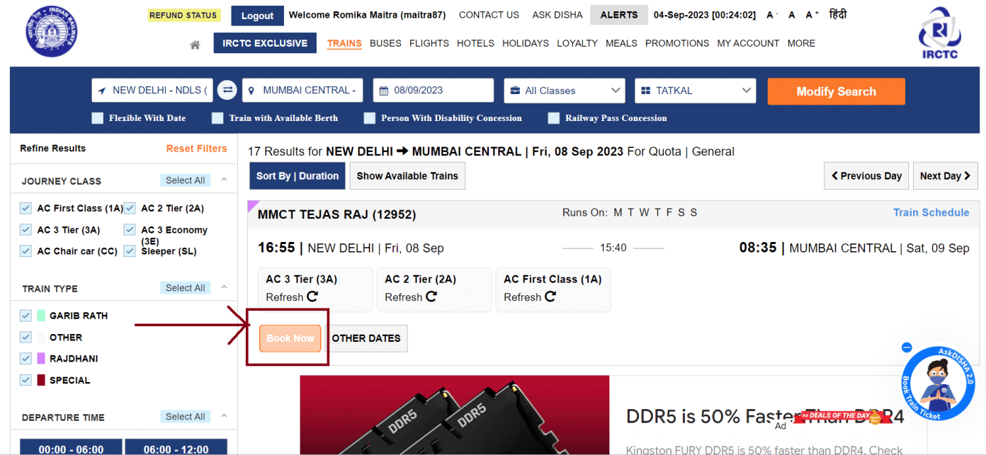 IRCTC Tatkal Ticket Booking Guide: Time, Charges and How to Book Tatkal ...
