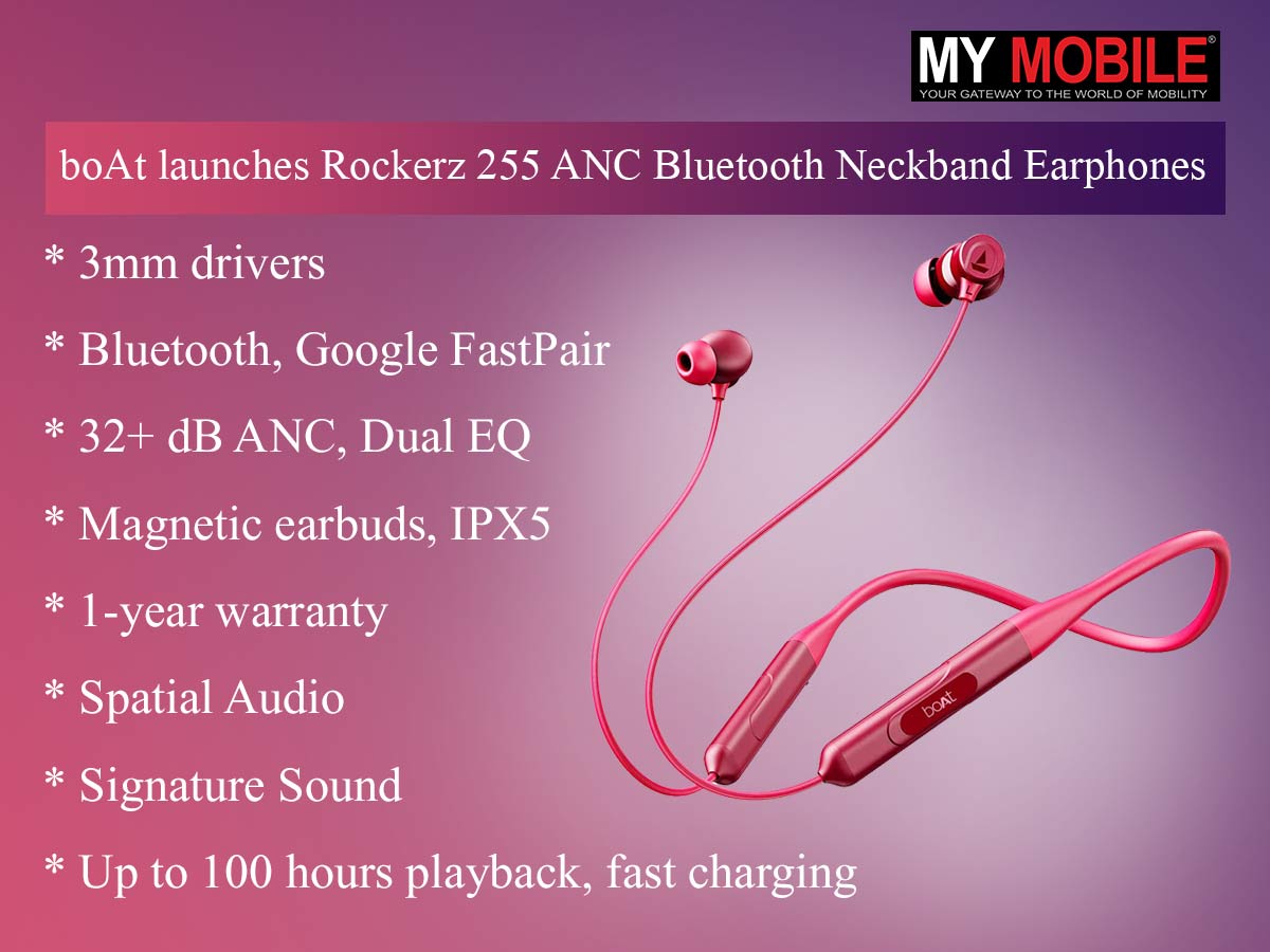 boAt launches Rockerz 255 ANC Bluetooth Neckband Earphones with 32 dB ...