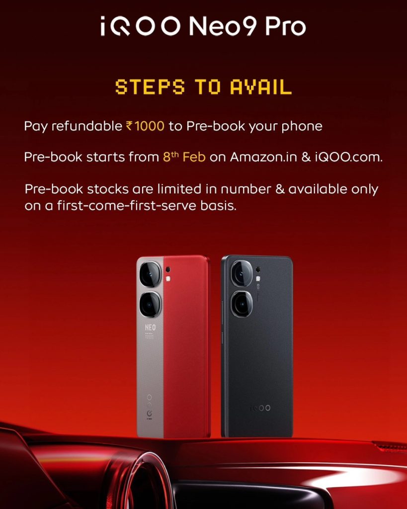 iQOO Neo 9 Pro Pre-Bookings To Start From February 8th Ahead of Launch ...