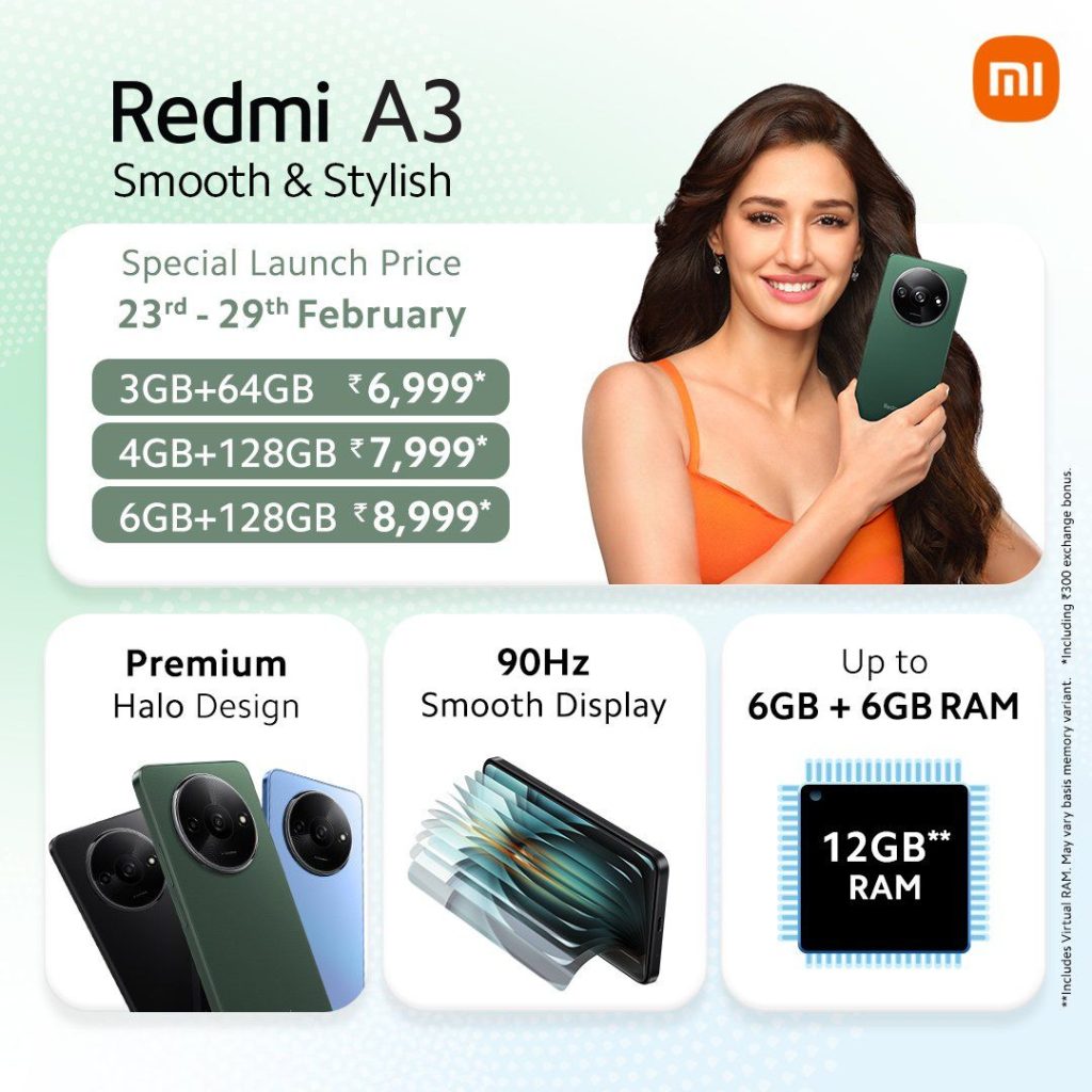 Xiaomi Redmi A3 Launched in India: Price, Specs, Features, and More