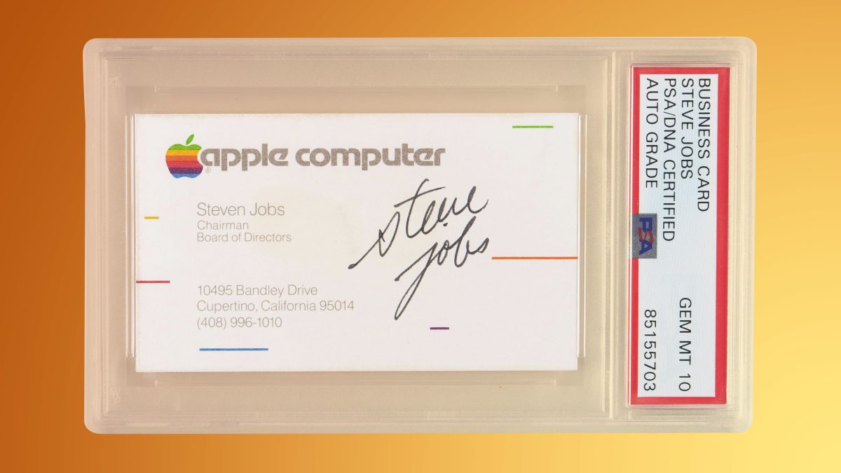Steve Jobs Signed Apple Business Card Sells for a Record Price of over ...