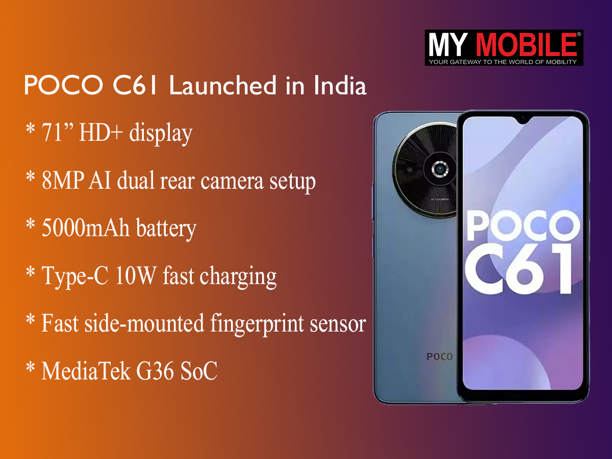 POCO C61 Launched in India With MediaTek G36, 6GB RAM: Pricing, Features, Specs ~ My Mobile India