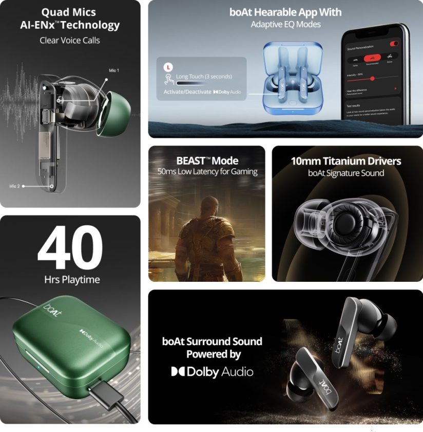 boAt Launches Airdopes 800 TWS Earbuds with Dolby Audio and 40-Hour ...