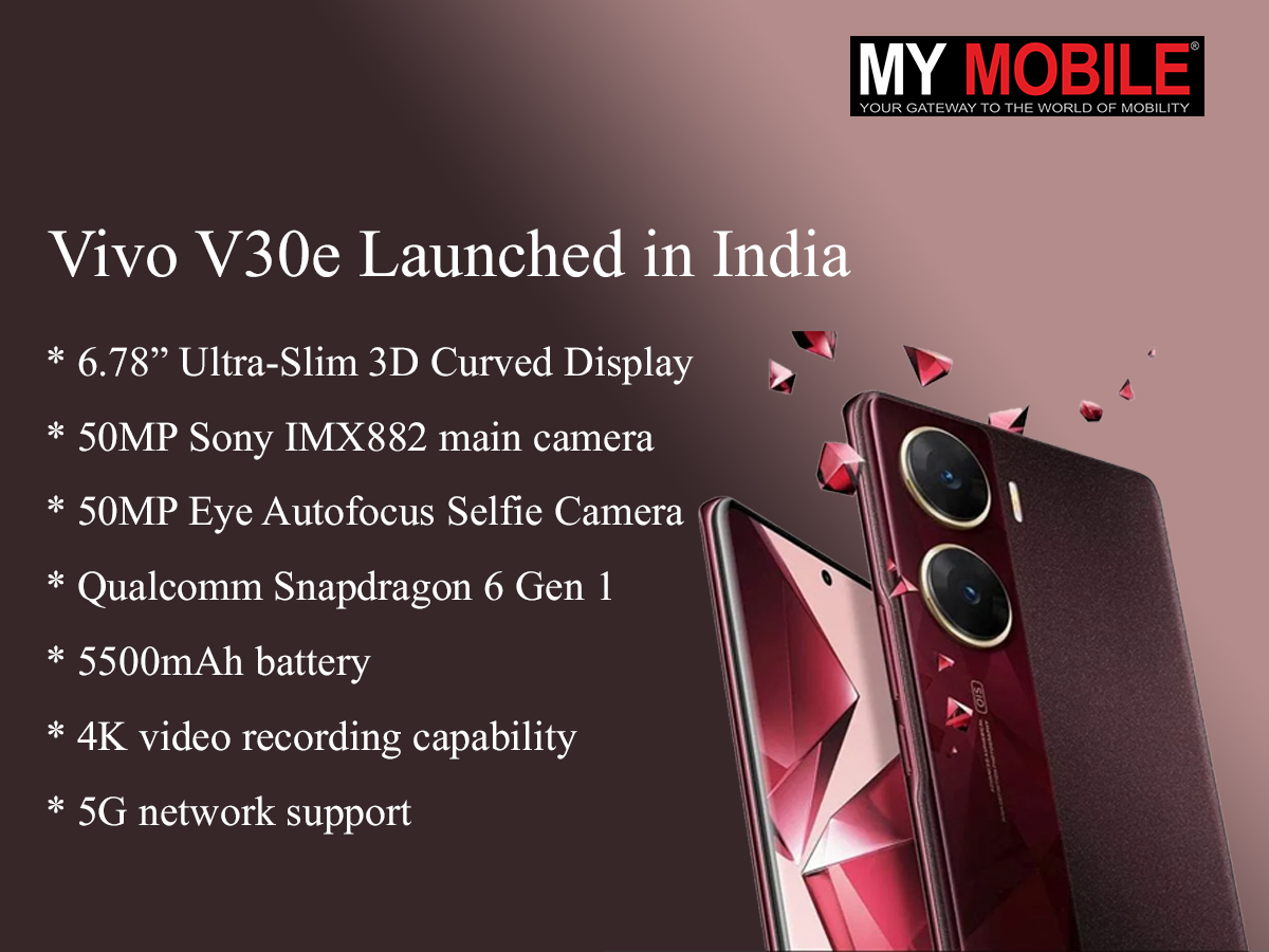 Vivo V30e Launched in India with 50MP Sony IMX882 Sensor, Snapdragon 6 ...
