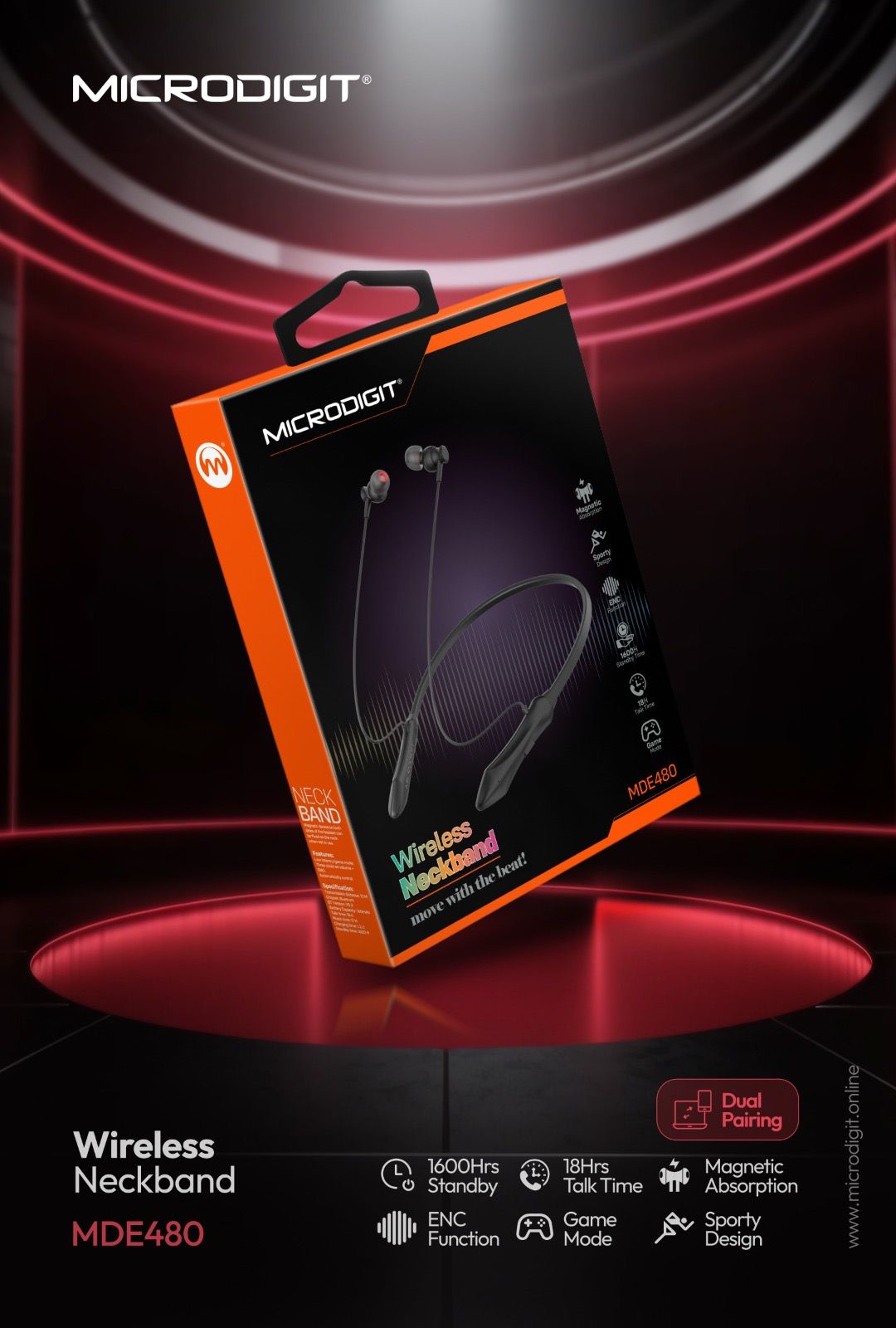 Microdigit DEP386 TWS earbuds with touch screen case and MDE480 ...