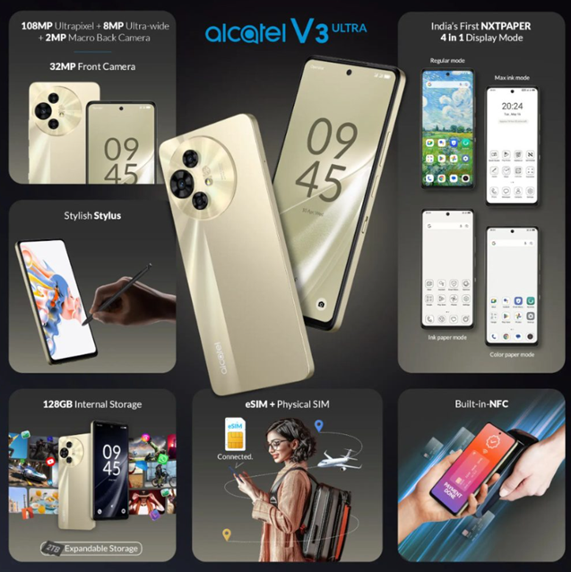 Alcatel V3 Classic, V3 Pro and V3 Ultra Launches in India with Stylus Support and NXTPAPER ...