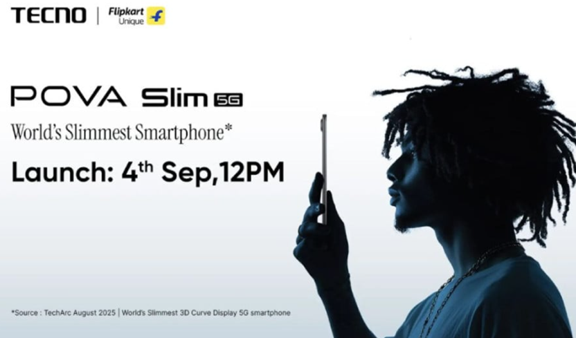 TECNO POVA Slim 5G India Launch Confirmed for September 4 - World’s Slimmest 5G Phone with 3D ...