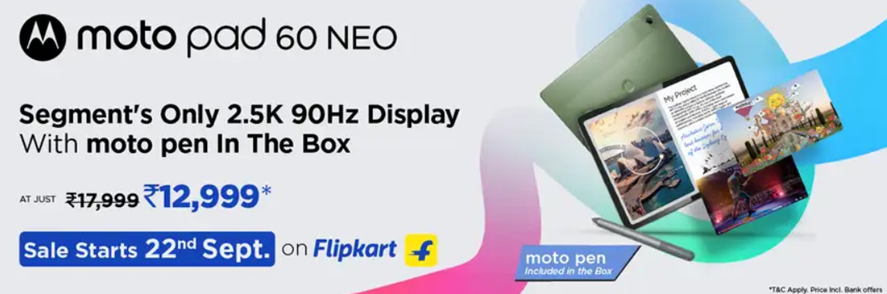 Motorola Moto Pad 60 Neo Launch in India: Price, Specs, Offers | MyMobileIndia