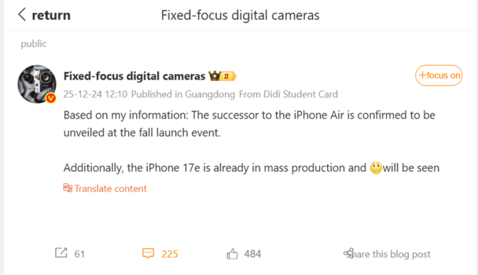iPhone Air 2 Could Launch in Fall 2026 as Apple Revisits Its Ultra-Thin ...