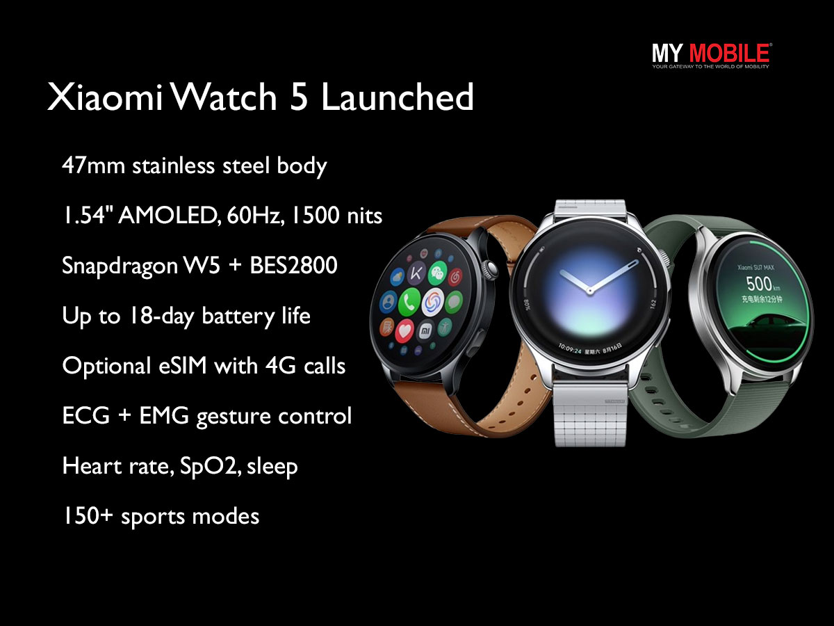 Xiaomi Watch 5 Launched With Dual-Chip Architecture, ECG and EMG ...