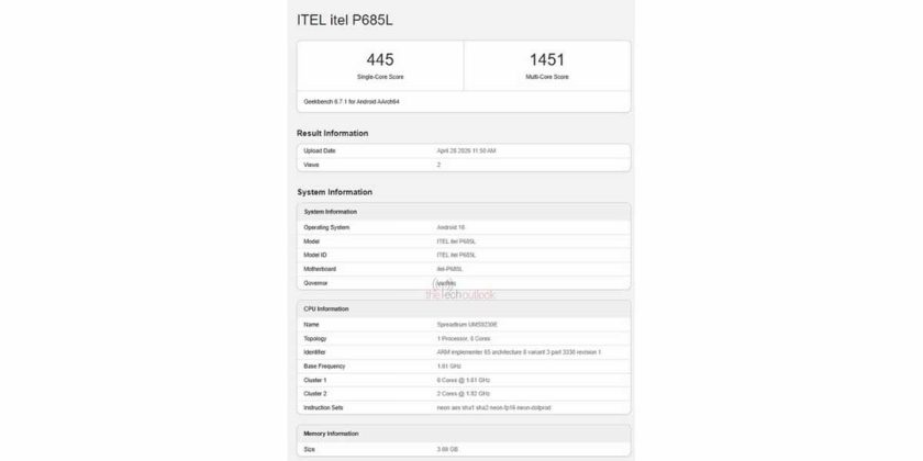 itel Power 80 Spotted on Geekbench; Likely to Come With Android 16, New ...